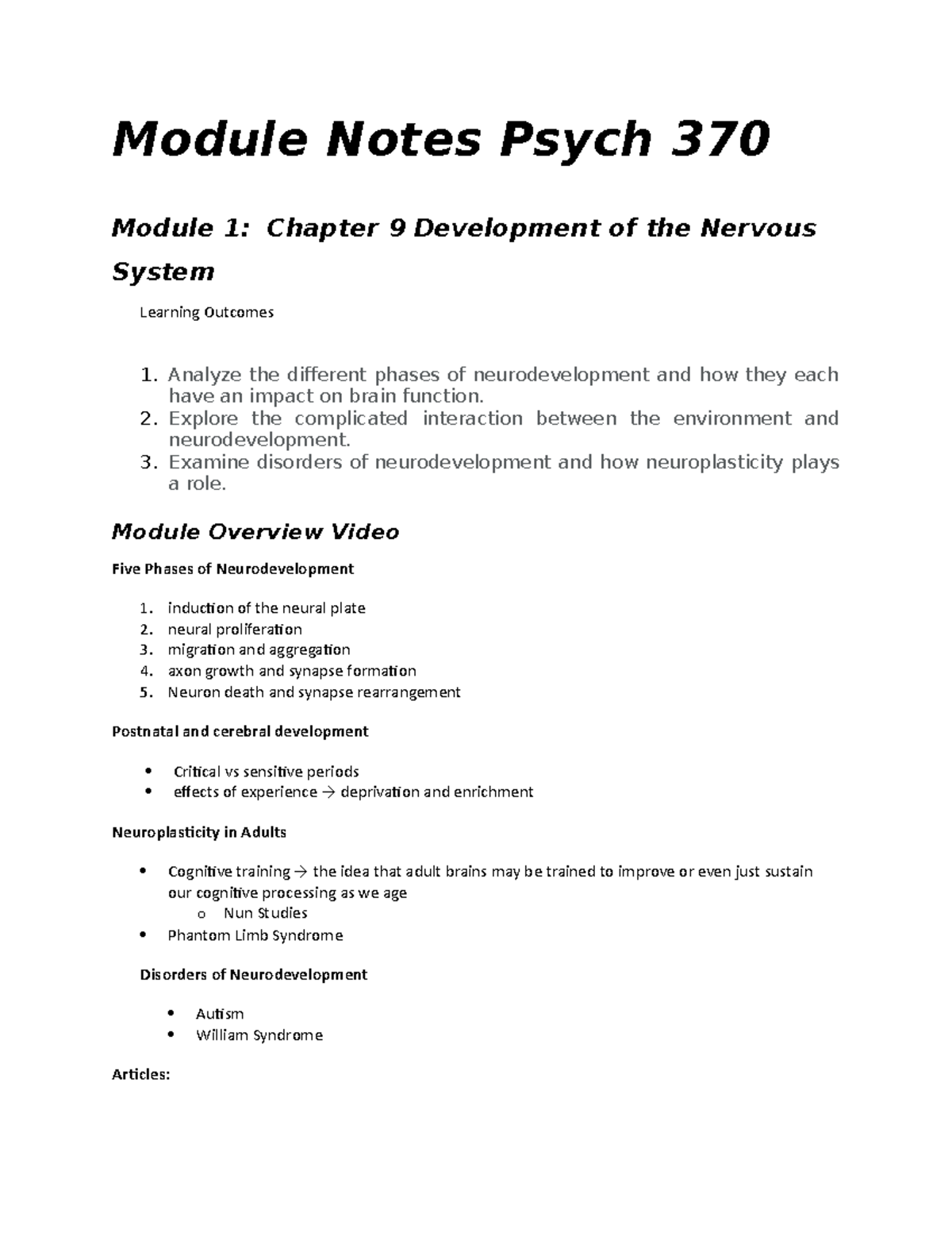 Module Notes Psych 370 - Module Notes Psych 370 Module 1: Chapter 9 ...