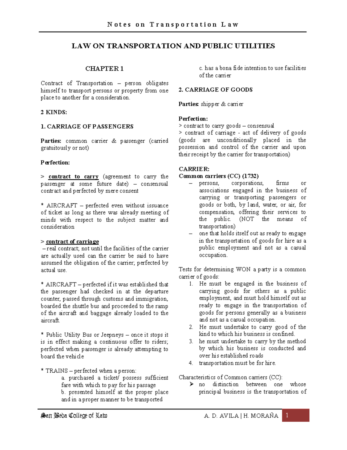 Transpo-aquino-notes-1 compress - LAW O! TRA!SPORTATIO! A!D PUBLIC ...