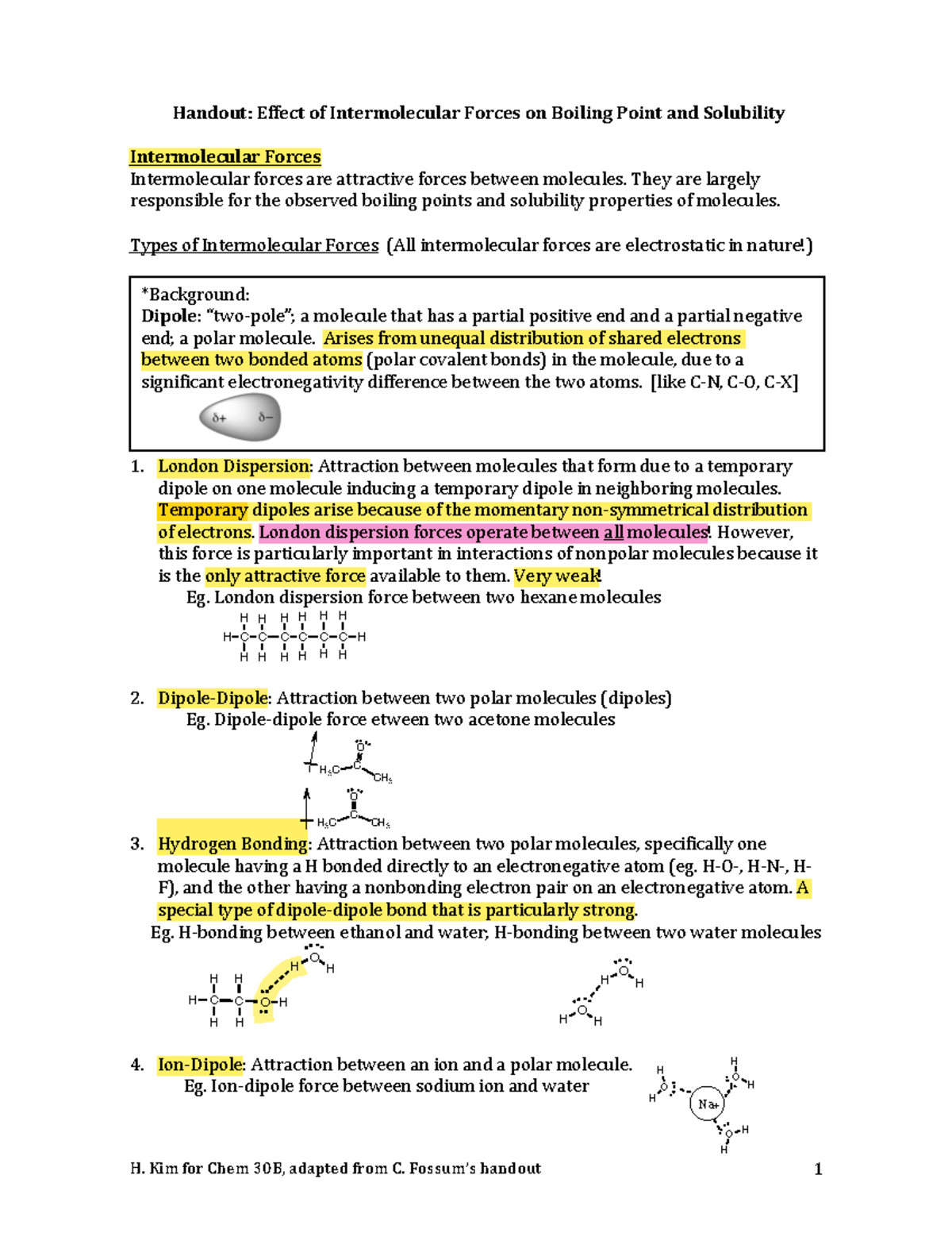 (보충-7.1) Effect of Intermolecular Forces on bp and Solubility - H. Kim ...