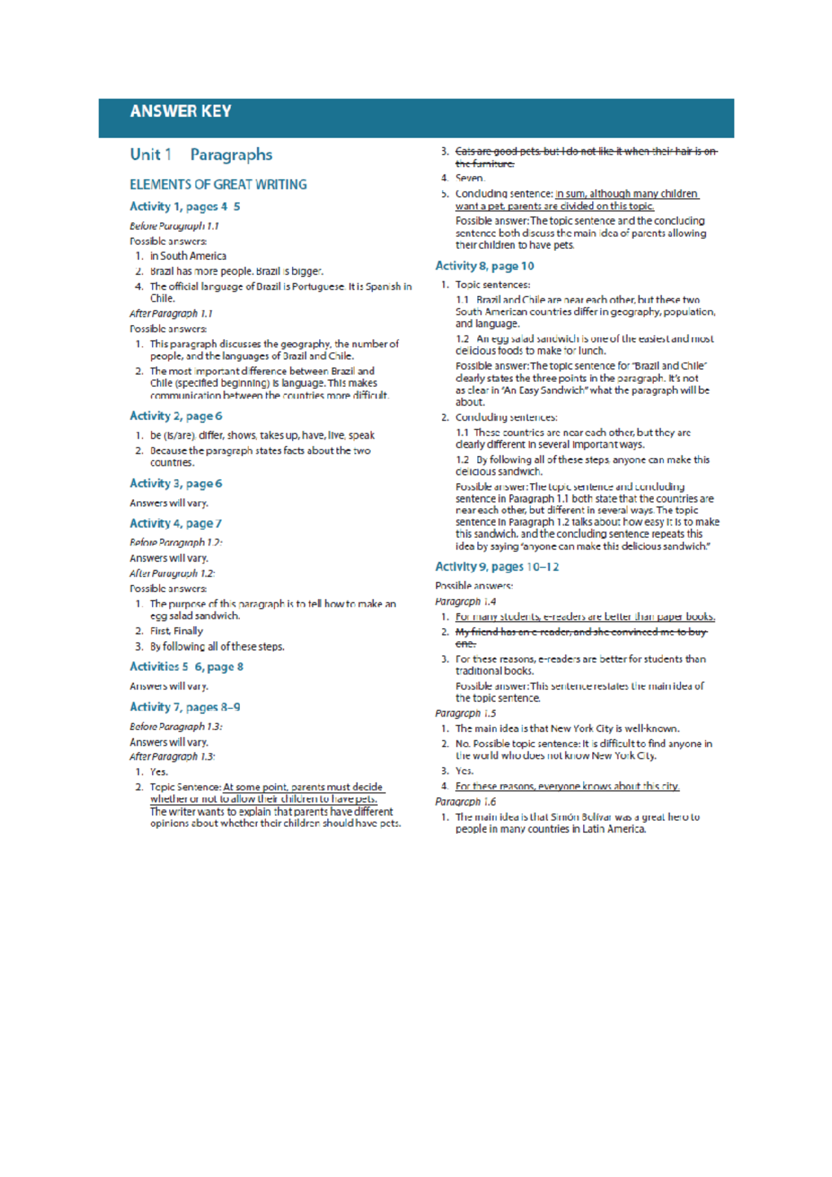 Great writing answer key unit 1-2-3 - Signal And Systems - Studocu