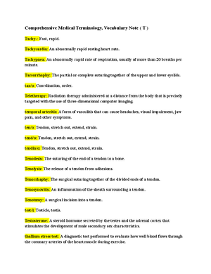 Vocabulary Note ( A ) - Comprehensive Medical Terminology, Vocabulary ...