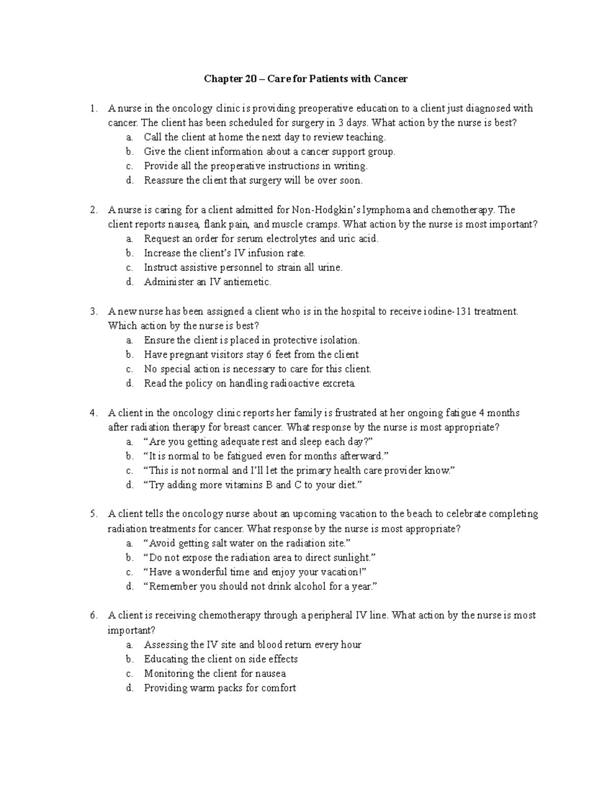 Ah chapter 20 - iggy ch 20 10th edition - Chapter 20 – Care for ...