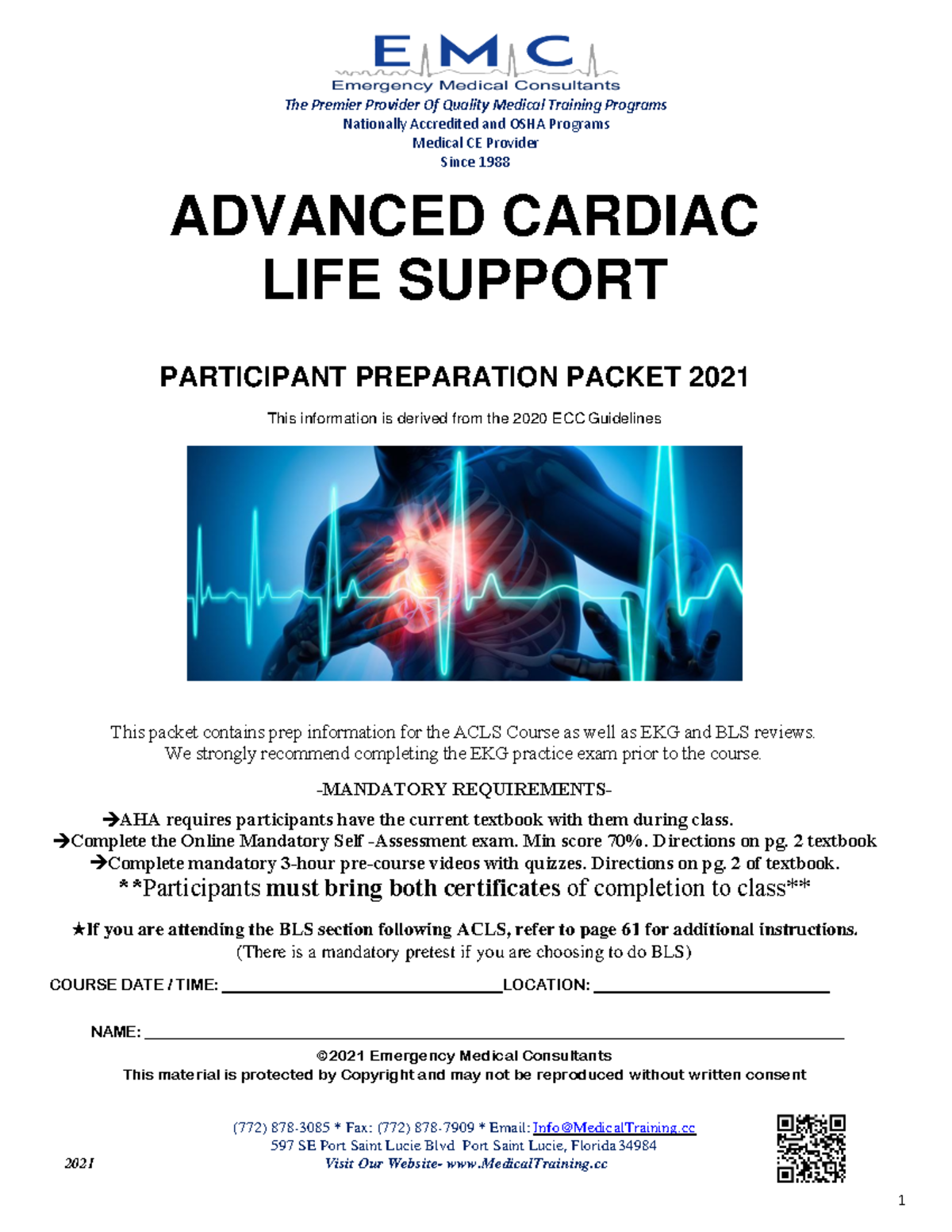 Aha acls prep packet 2021 new - ADVANCED CARDIAC LIFE SUPPORT ...