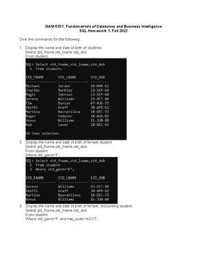 5331 SQL Handout 1 - SQL queries with examples and code - SQL HANDOUT 1 Retrieving Information ...