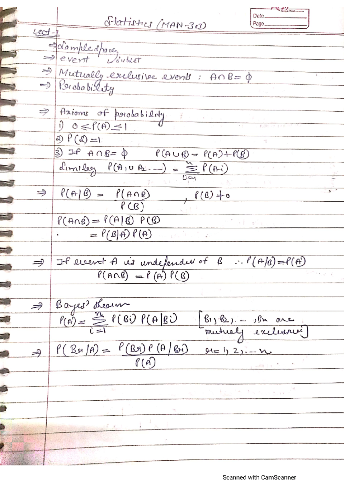 Stat notes - Probability and statistics - Studocu