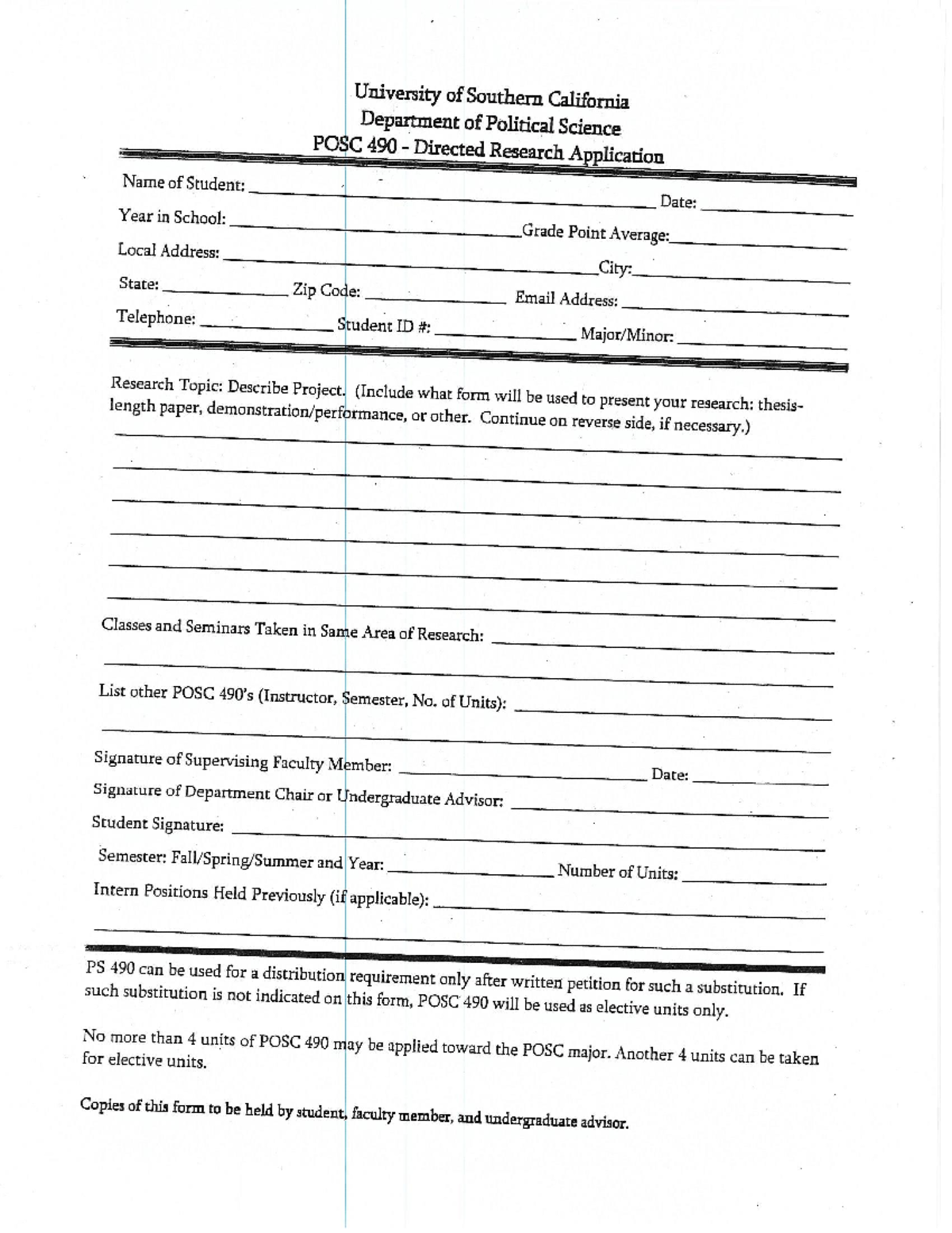 POSC 490 - POSC 490 Directed Research - University of Southern ...