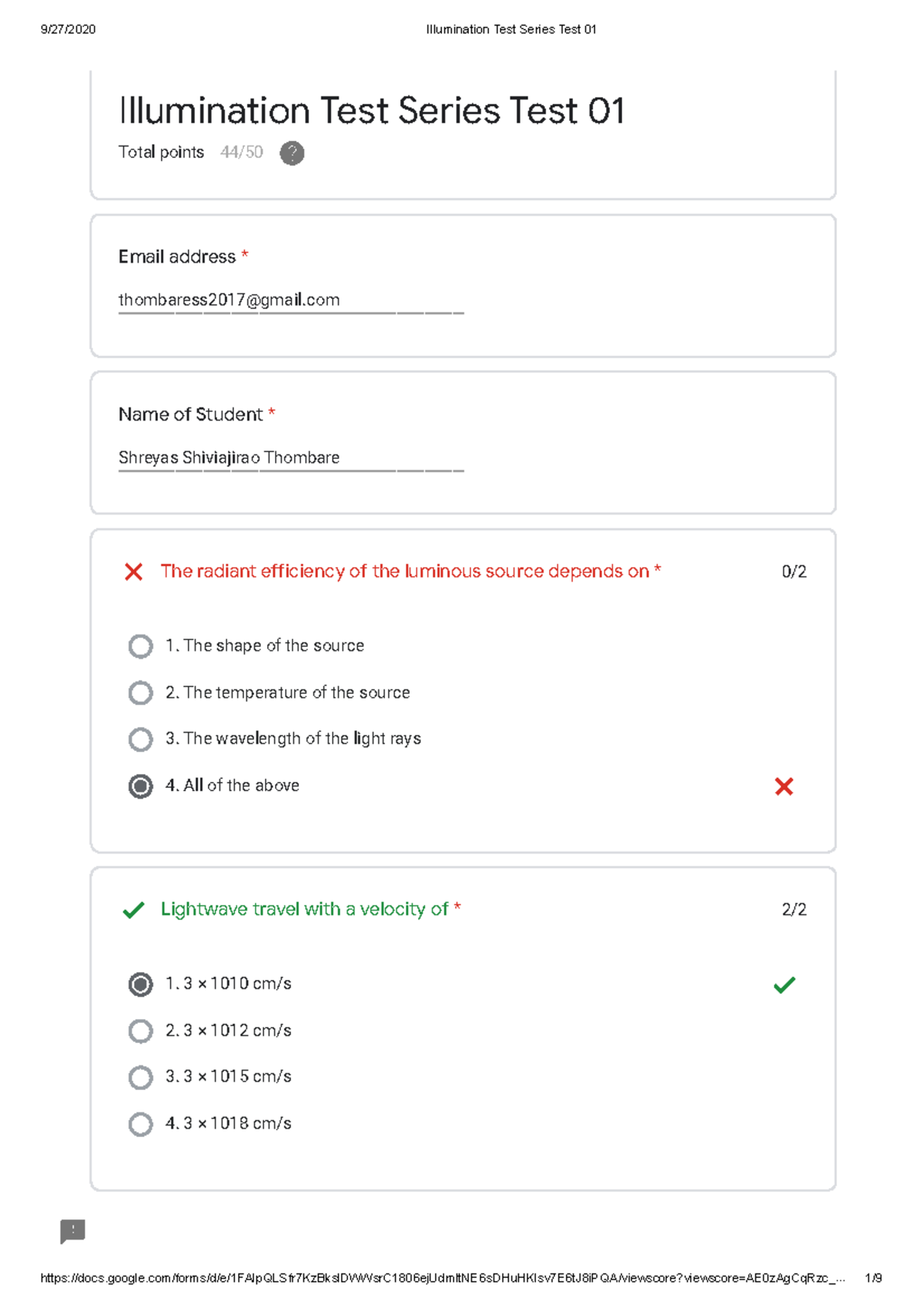 Illumination Test Series Test 01 - Email address * thombaress2017@gmail ...