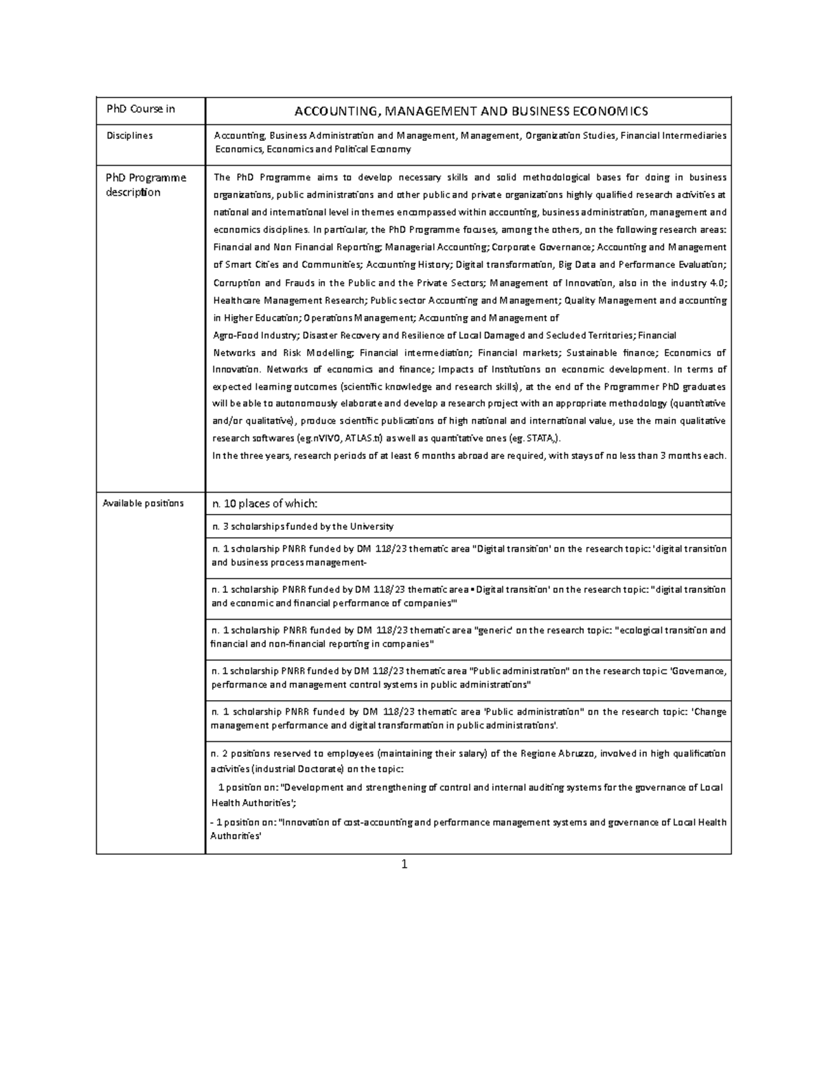 Accounting, Management AND Business Economics - PhD Course in ...