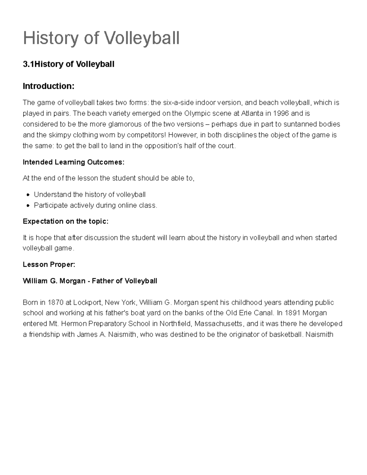 History of Volleyball PE 202- Physical Education 4-converted - History ...