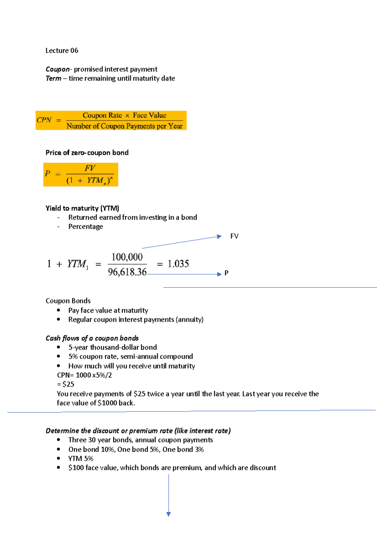 Lecture 06 - Very helpful notes - Lecture 06 Coupon- promised interest ...