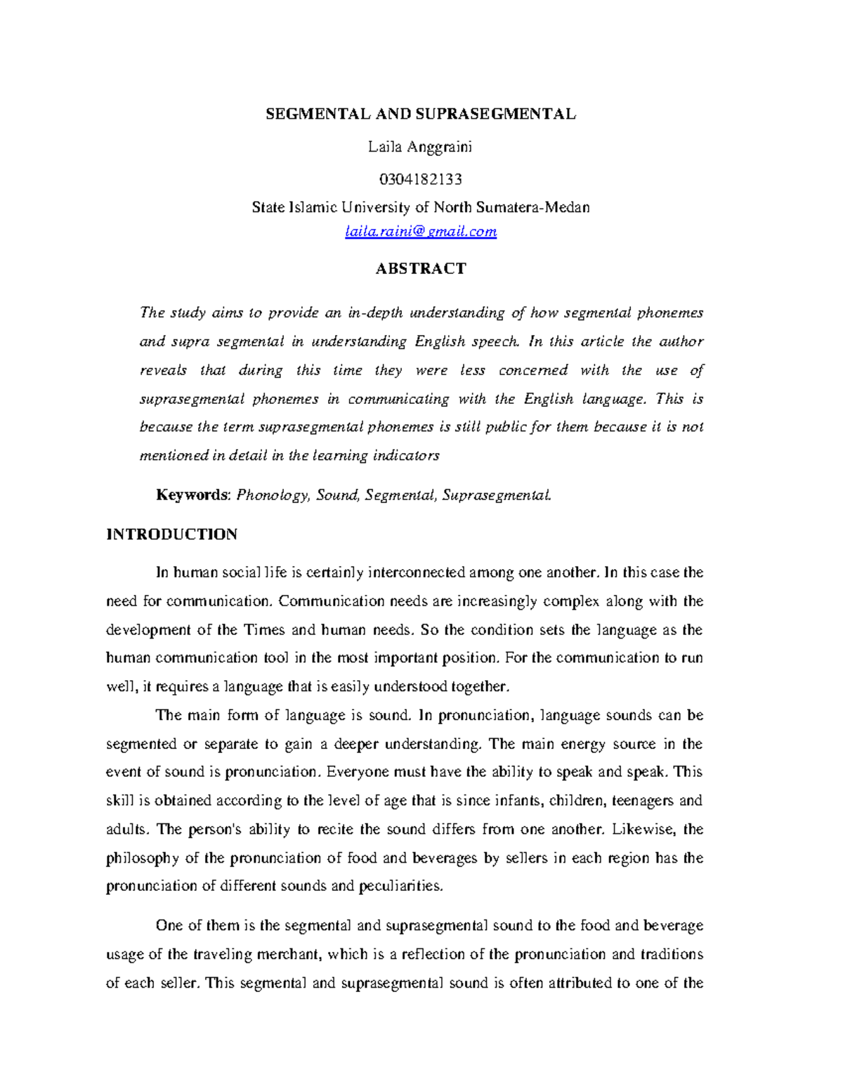 Laila Anggraini Segmental AND Suprasegmental-converted - SEGMENTAL AND ...
