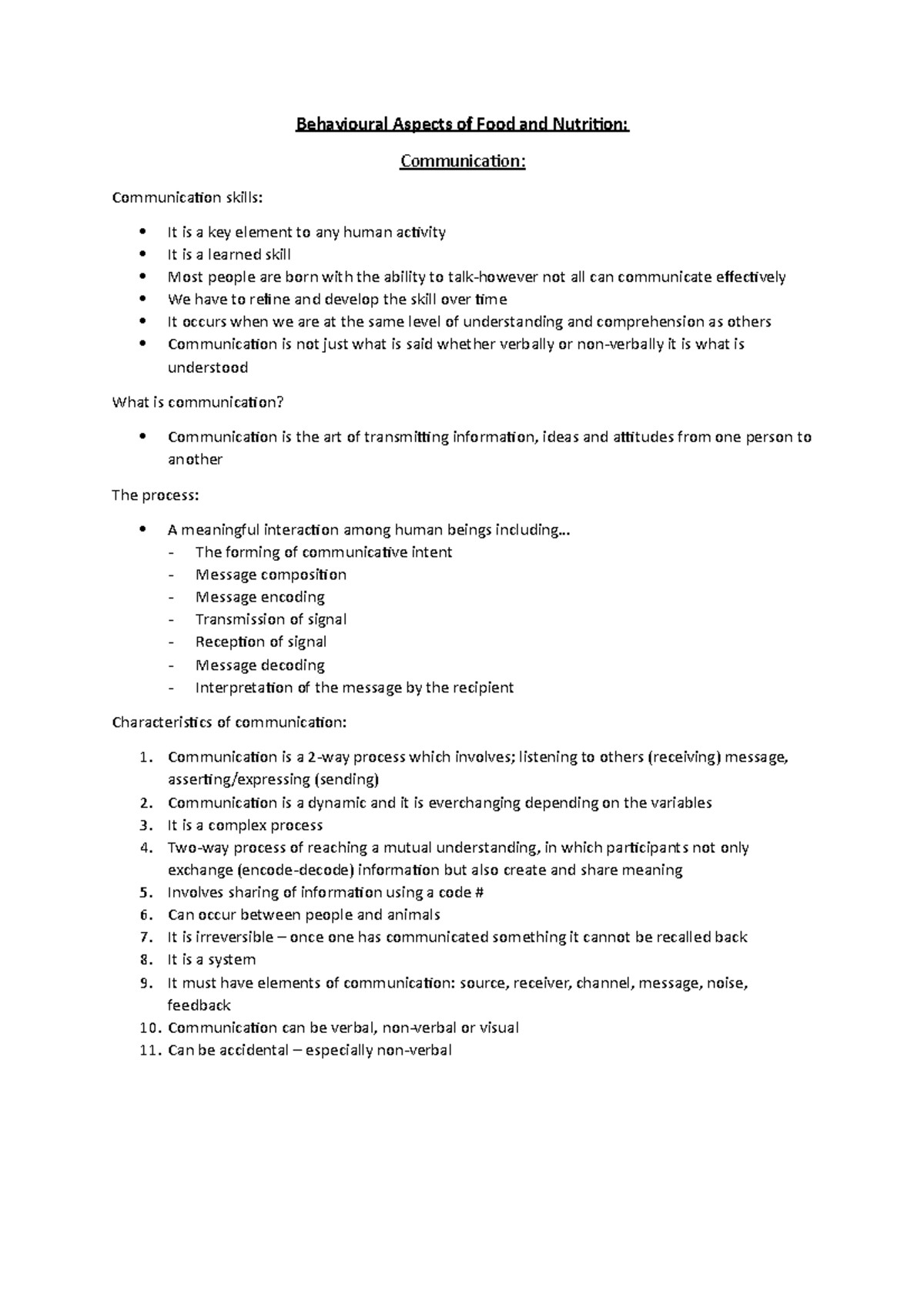 Lecture 4 - Communication Skills - Behavioural Aspects of Food and ...