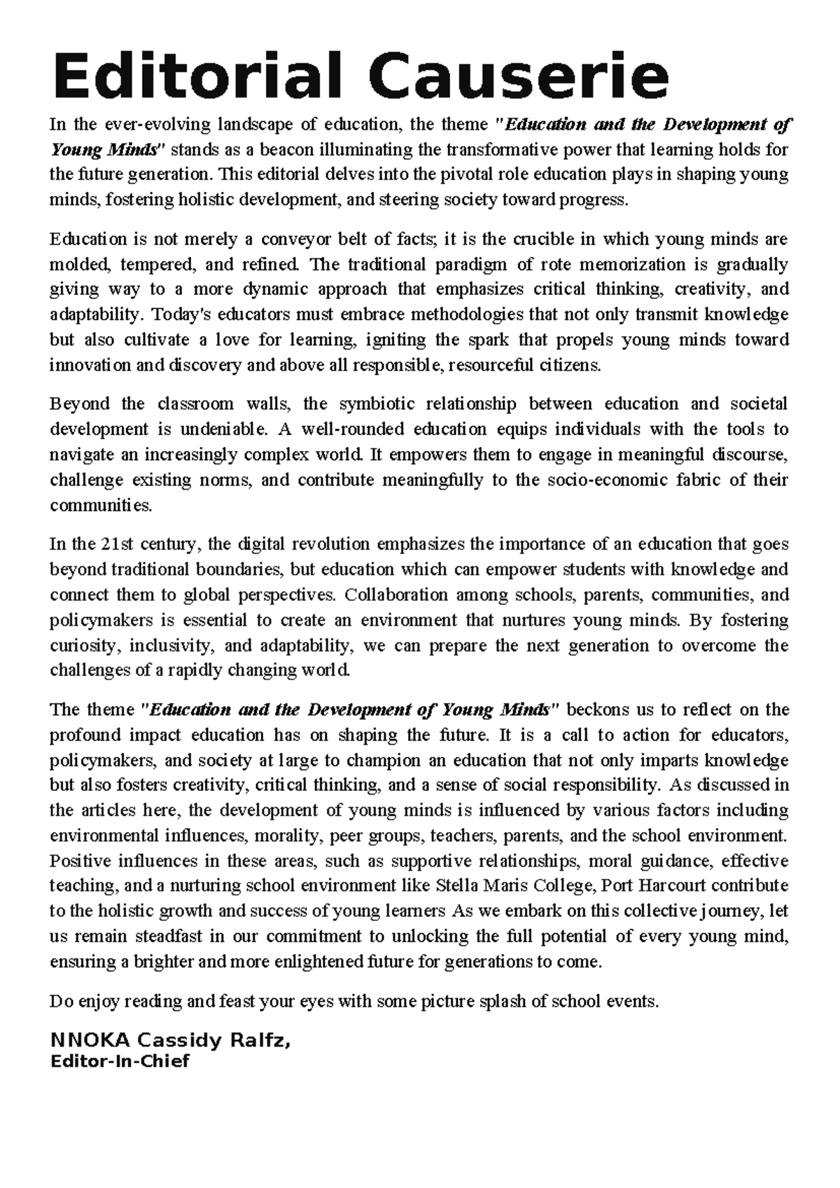Editorial Causeri 2024 - Editorial Causerie In the ever-evolving ...