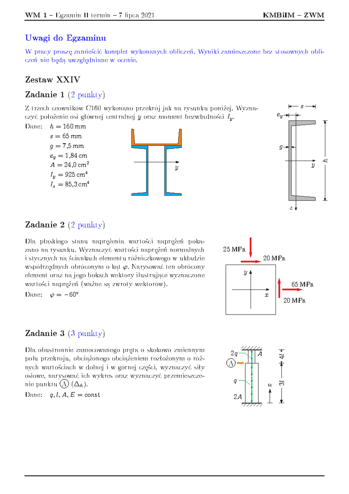 Zestaw XXIV - Wmka Kasprzak egzamin - WM 1 – Egzamin II termin – 7 ...