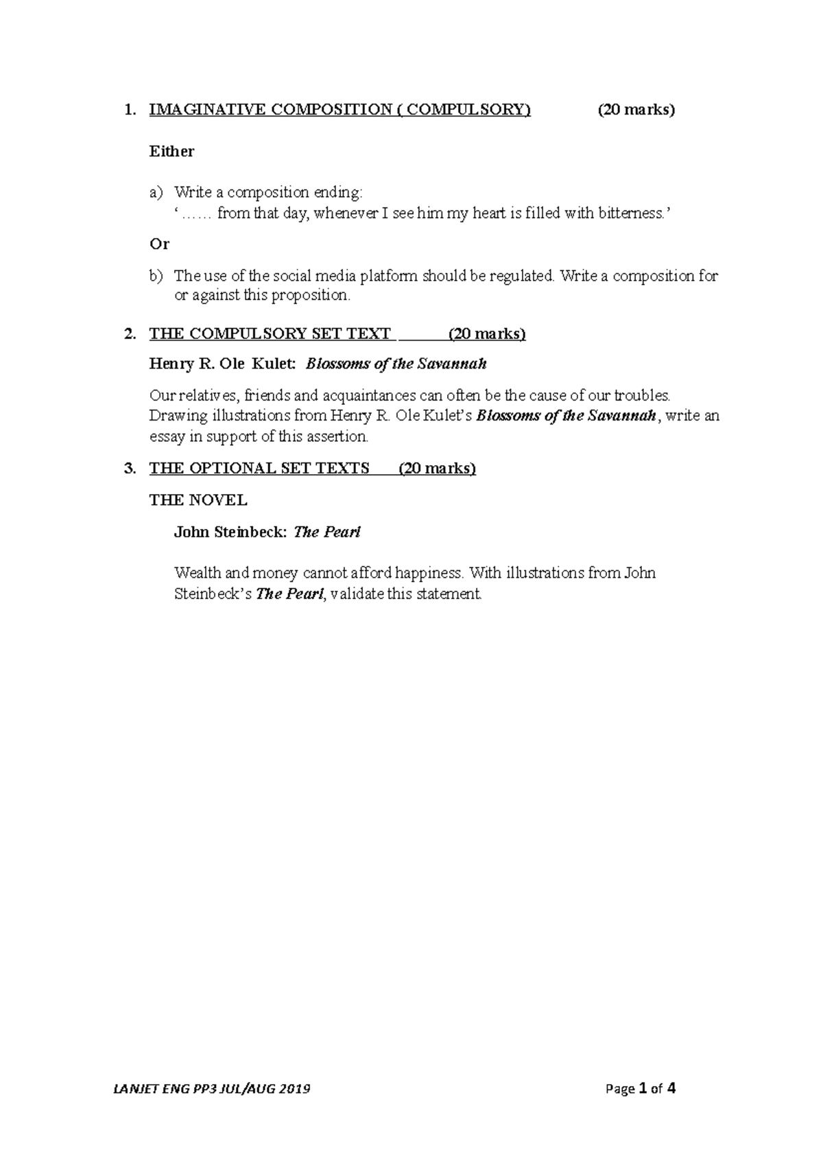 Imaginative Composition - 1. IMAGINATIVE COMPOSITION ( COMPULSORY) (20 ...