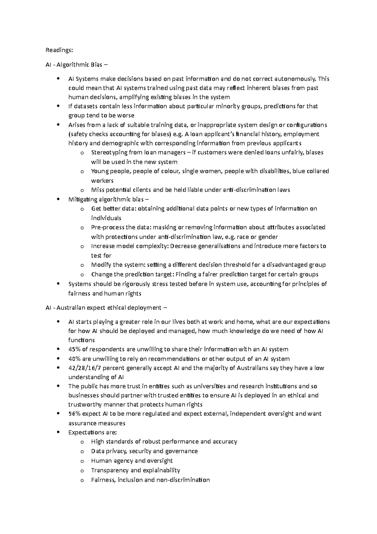 Lecture 5 Reading Summaries Readings Ai Algorithmic Bias Ai Systems Make Decisions Based