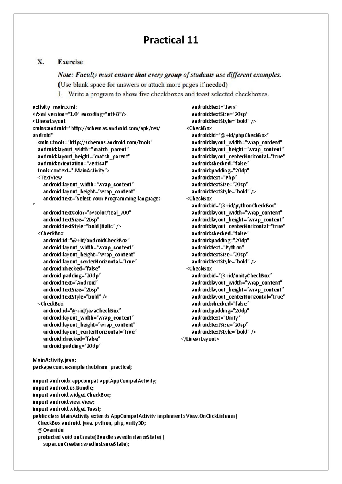 MAD 11-32 - practical outputs - Practical 11 activity_main: