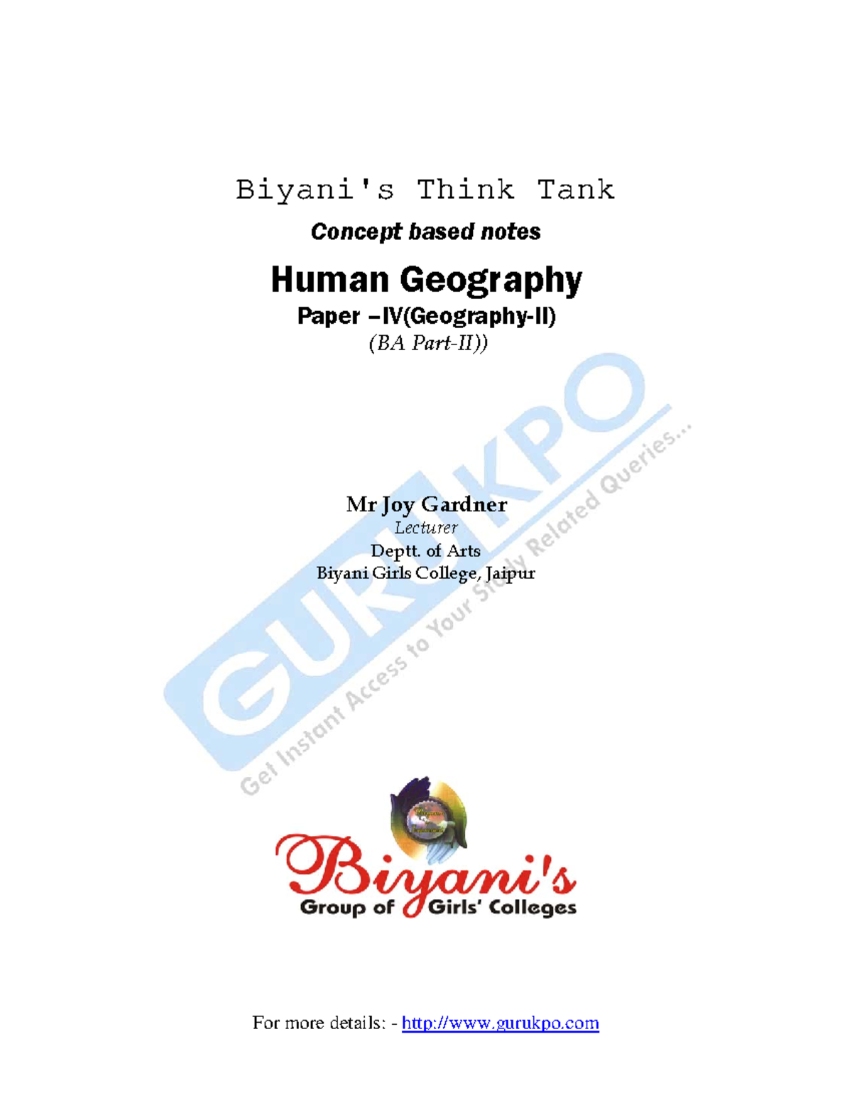 117693954-Human-Geography - Biyani's Think Tank Concept based notes ...