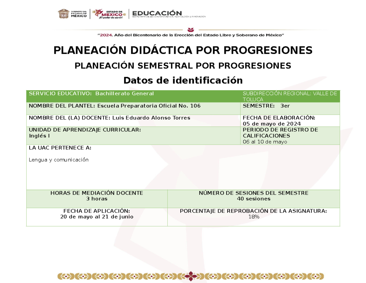 Formato de Planeación por Progresiones 3er parcial - PLANEACIÓN ...