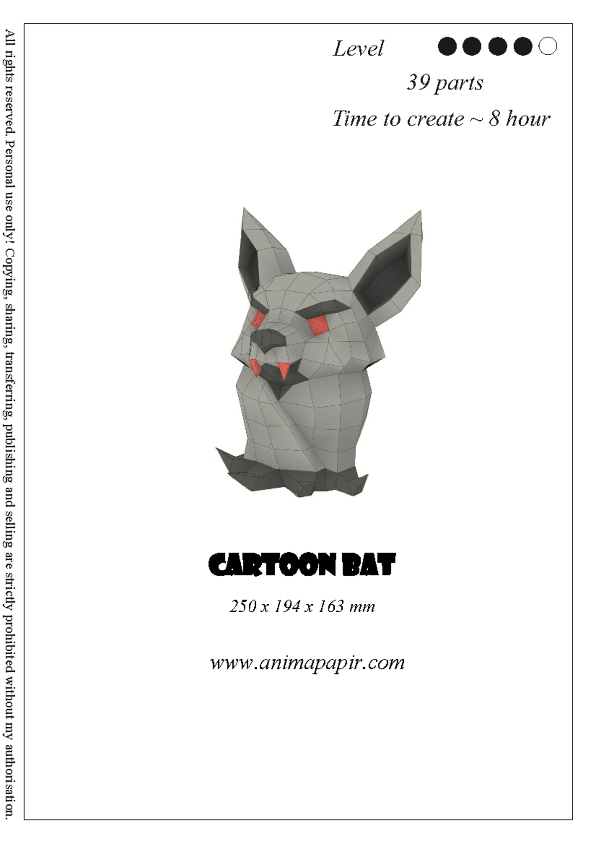 DIYCartoon Bat - para armar - Level 39 parts Time to create ~ 8 hour ...