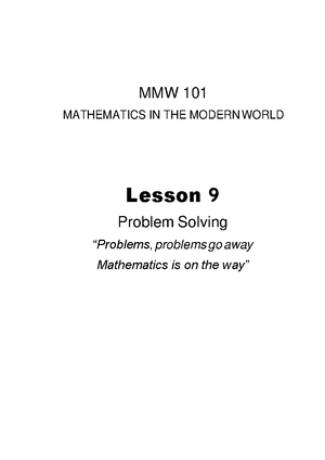 Lesson 5 - Elementary Logic - MMW 101 MATHEMATICS IN THE MODERN WORLD ...