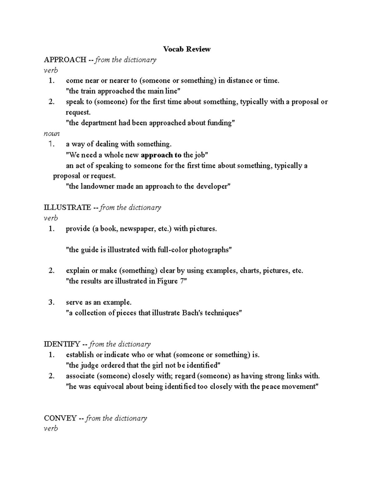 WAE - Notes (Vocab Review) - Vocab Review APPROACH - from the ...