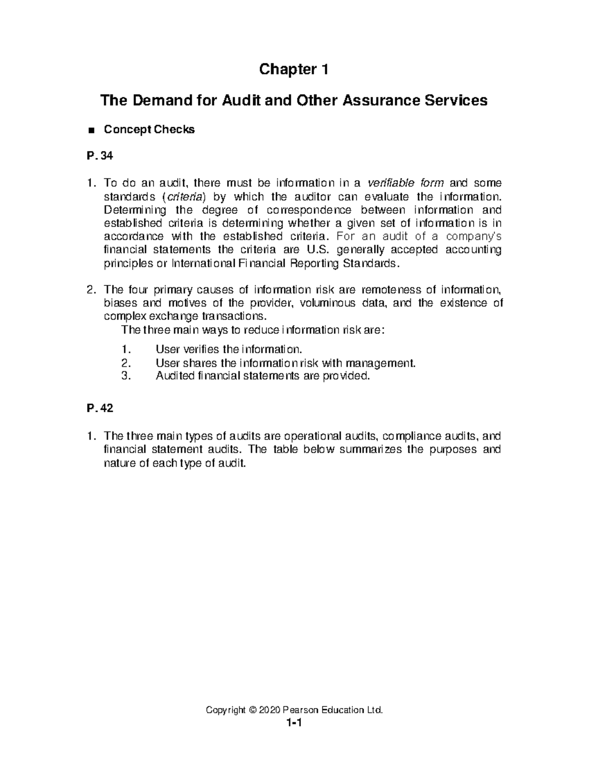 Arens aas17 sm 01 - Auditing - Copy right © 2020 Pearson Education Ltd ...