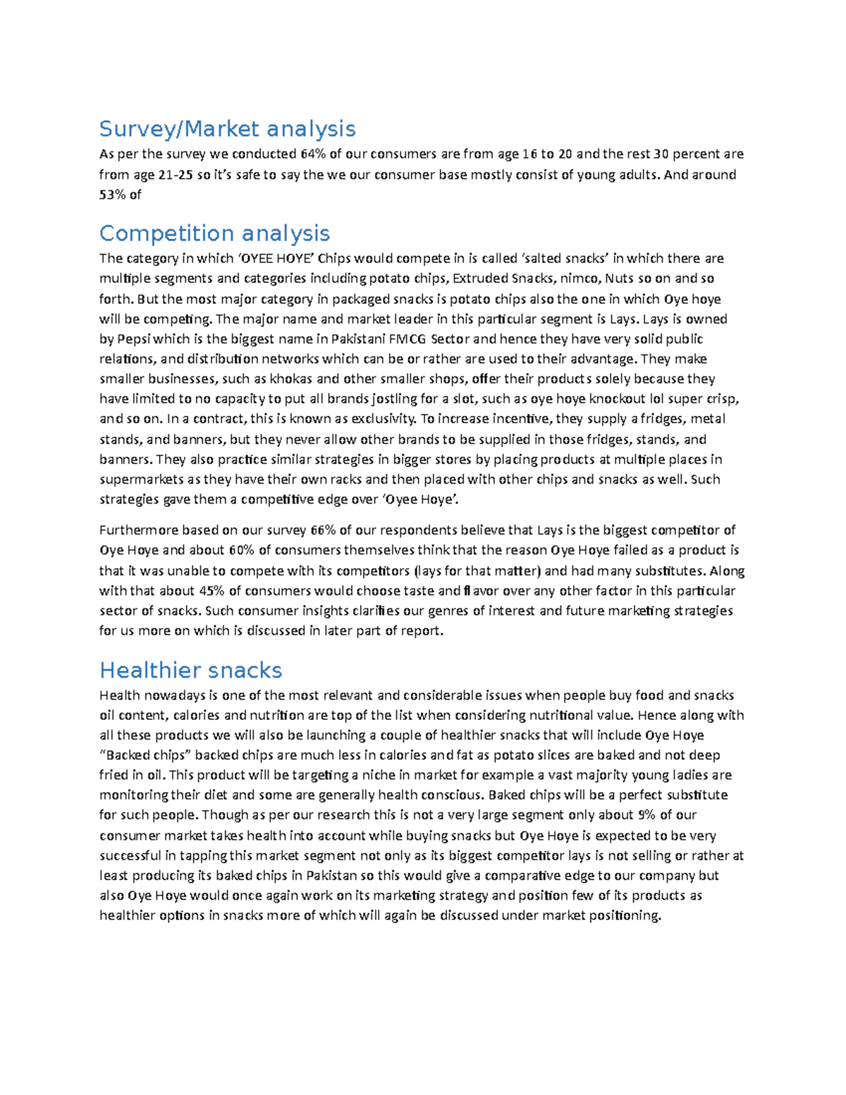Competition analysis and healthier snacks options in portfolio - Survey ...