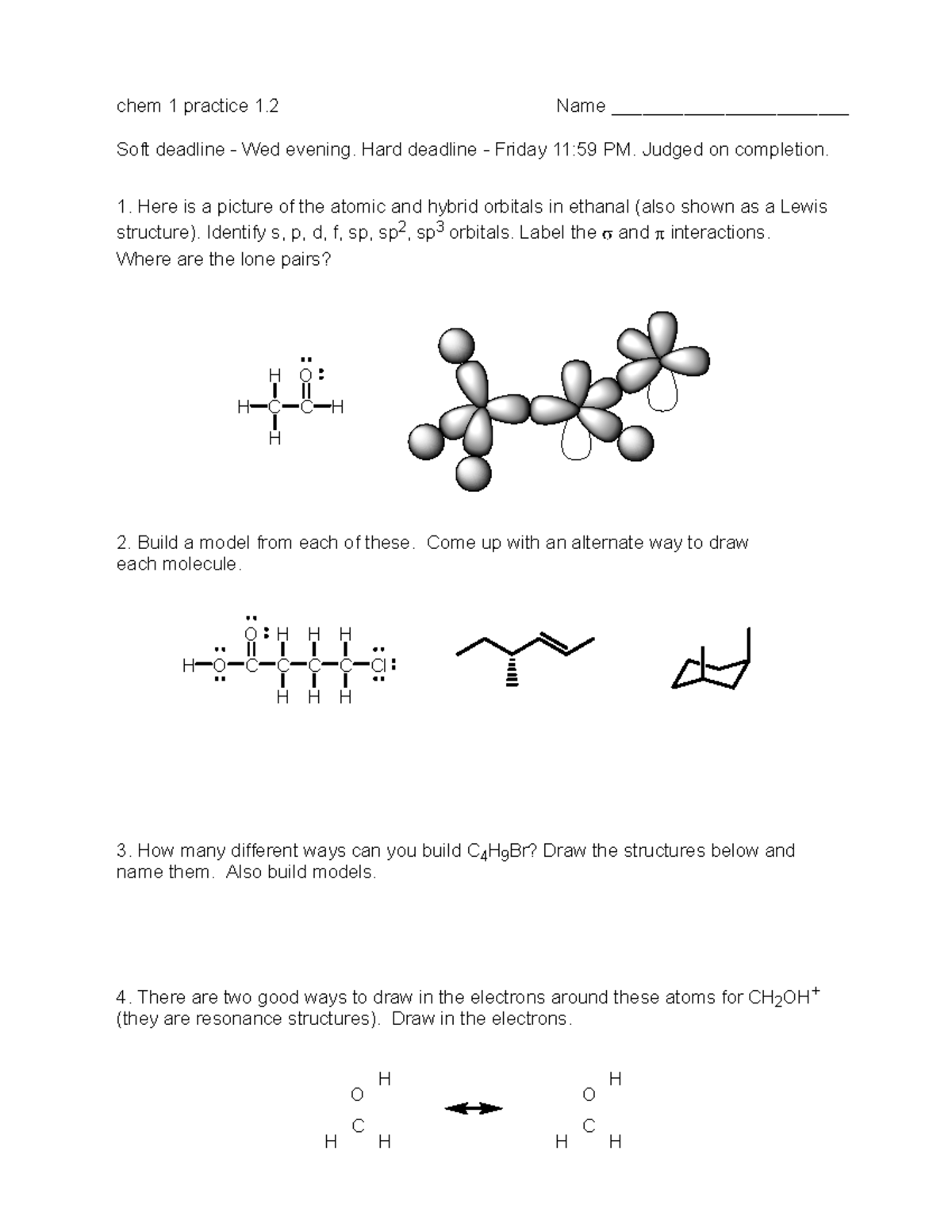 Chem 321 2020 summer practice 1 - Soft deadline - Wed evening. Hard ...