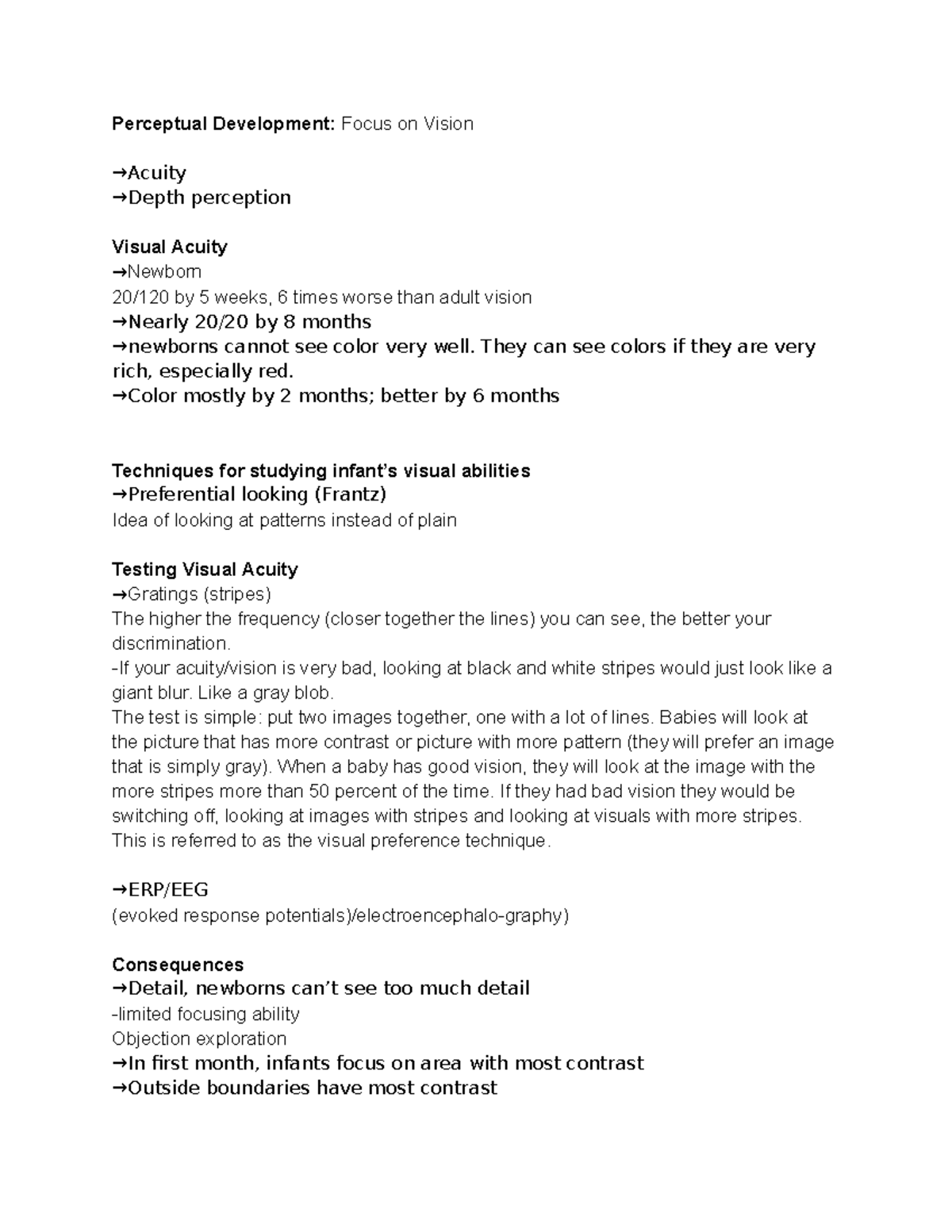 Lecture 6 - Perceptual Development: Focus on Vision →Acuity →Depth ...