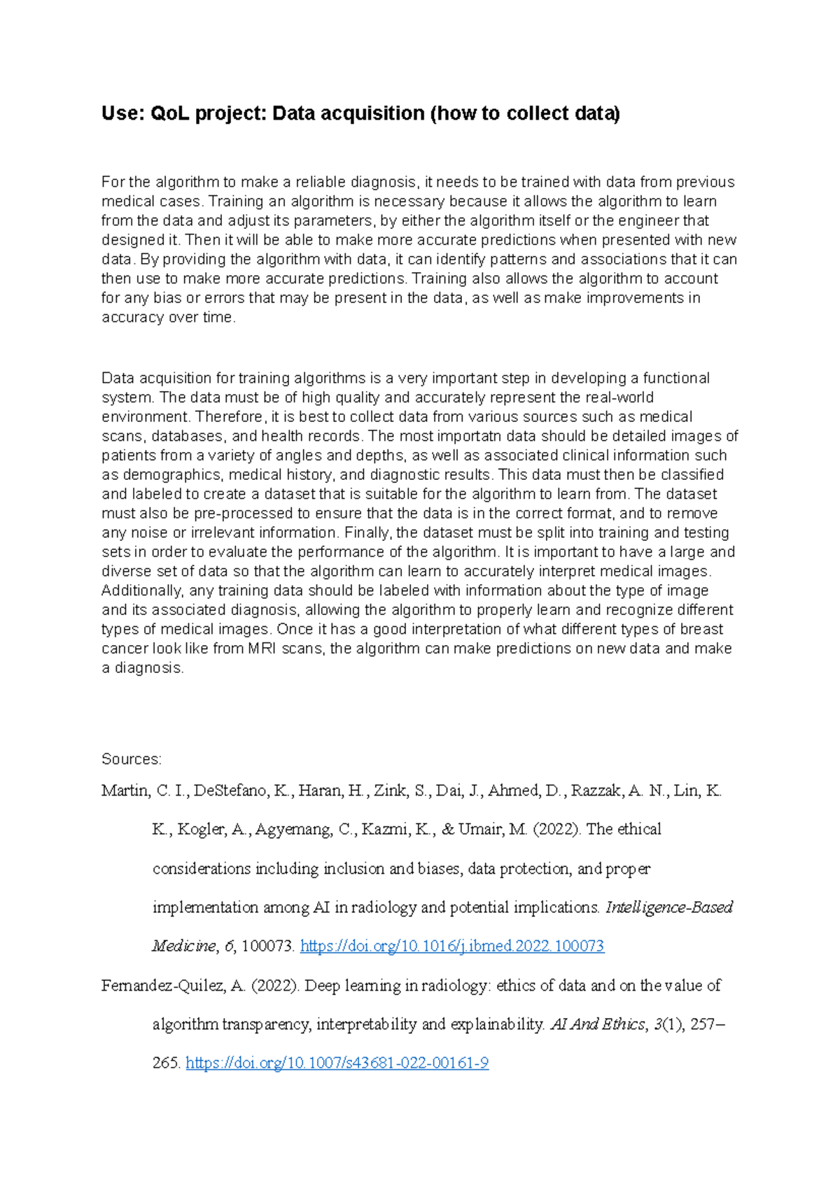 Data acquisition - Training an algorithm is necessary because it allows ...