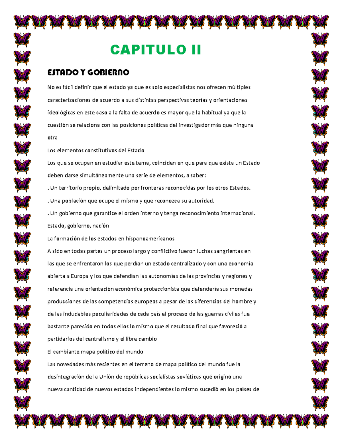 Capitulo II (PLAN Lector) - CAPITULO II ESTADO Y GOBIERNO No es f·cil ...