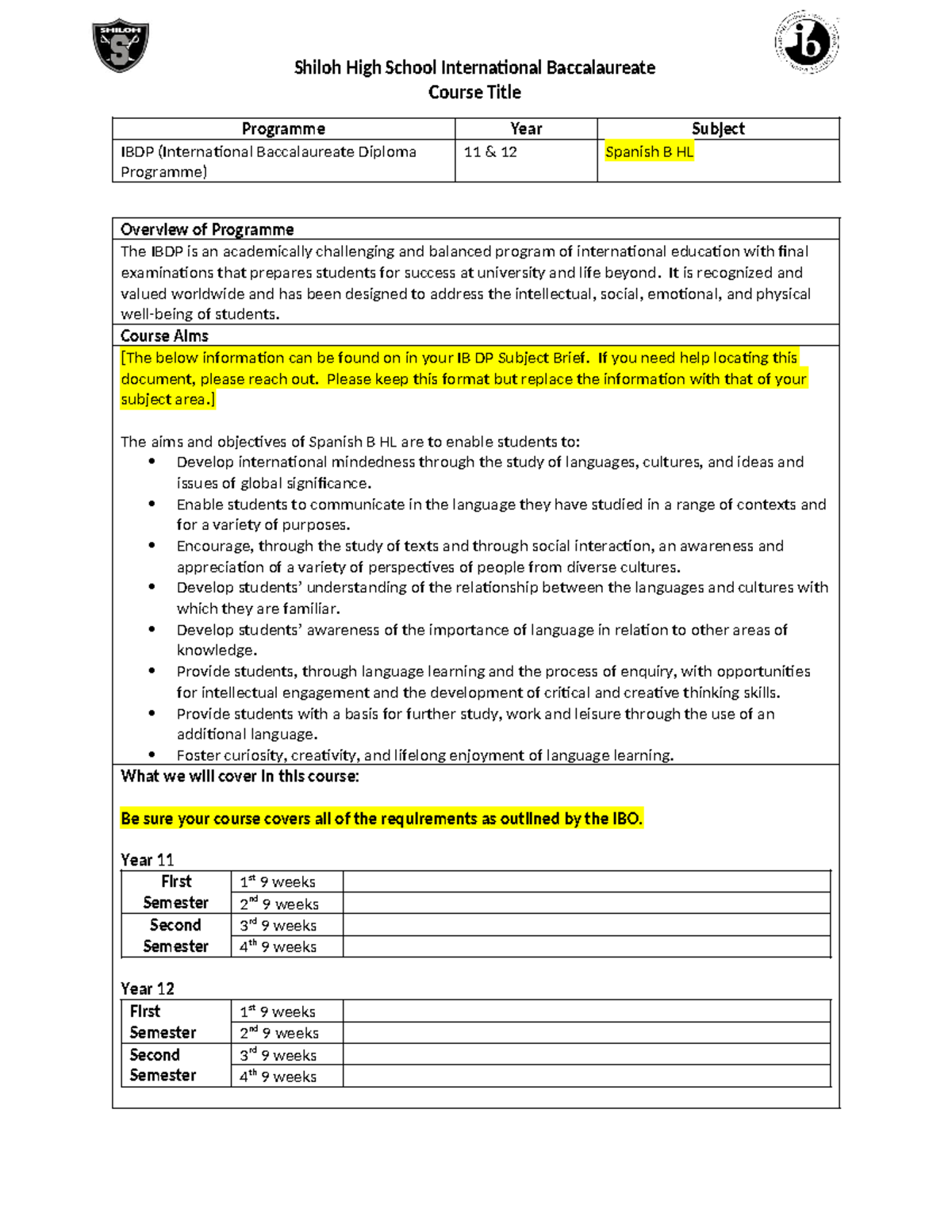 Course Outline Template - Shiloh High School International ...