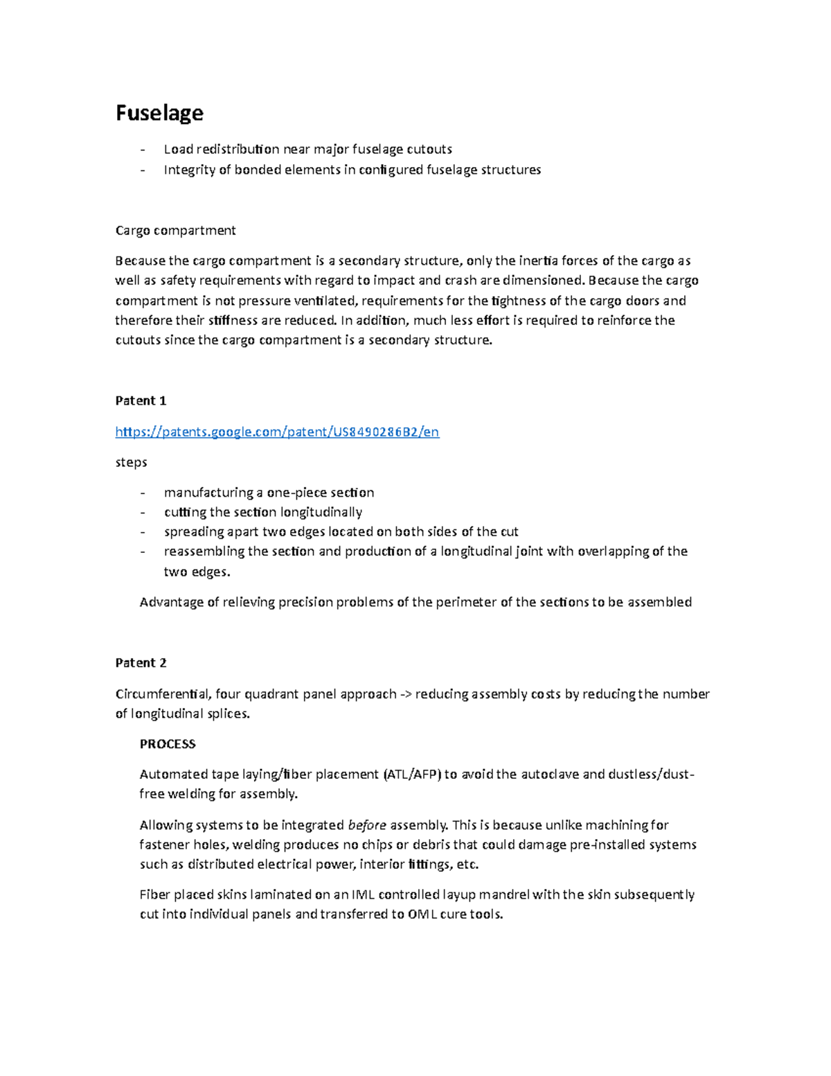 Fuselage - Assignment extra point - Fuselage Load redistribution near ...