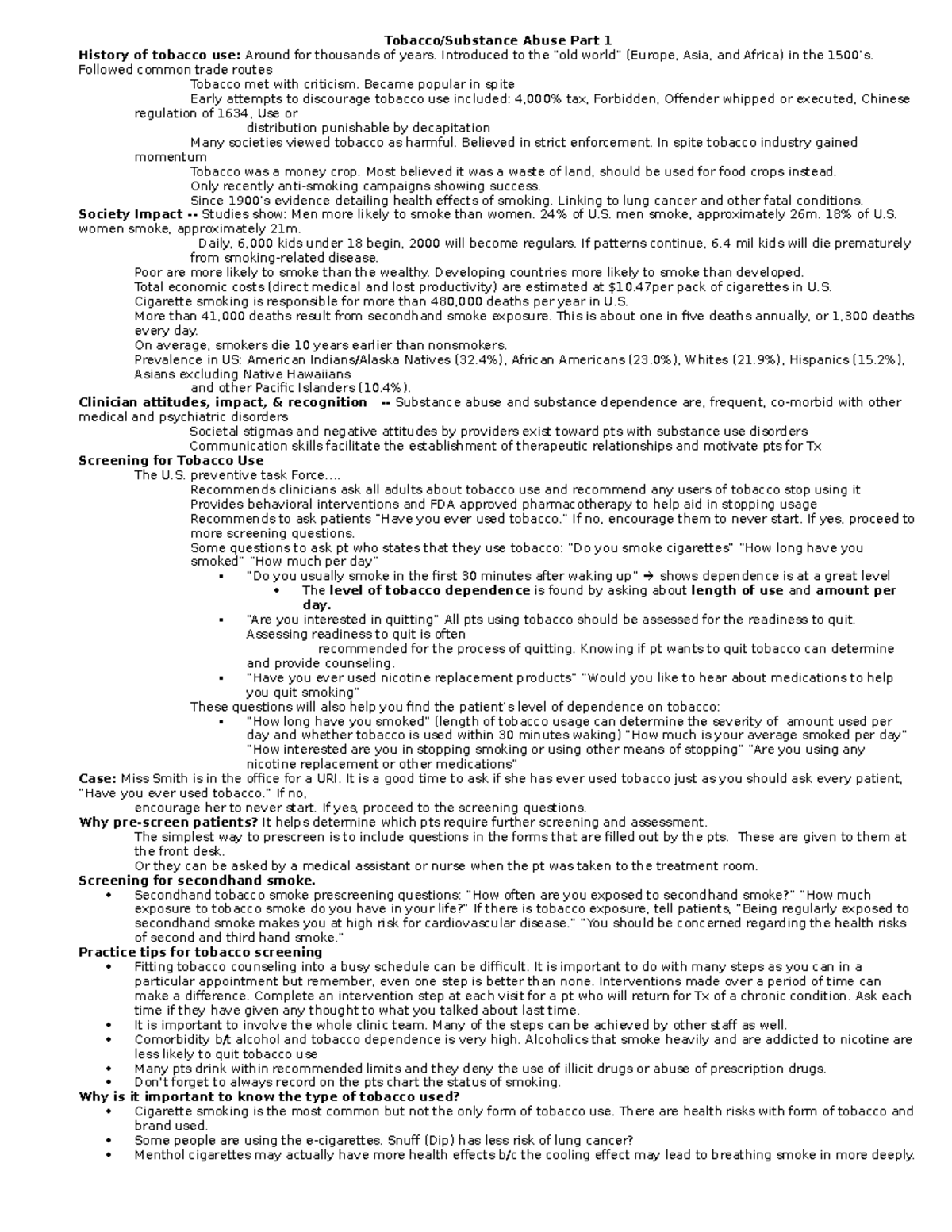 HPDP #13 - Tobacco - Tobacco/Substance Abuse Part 1 History of tobacco ...