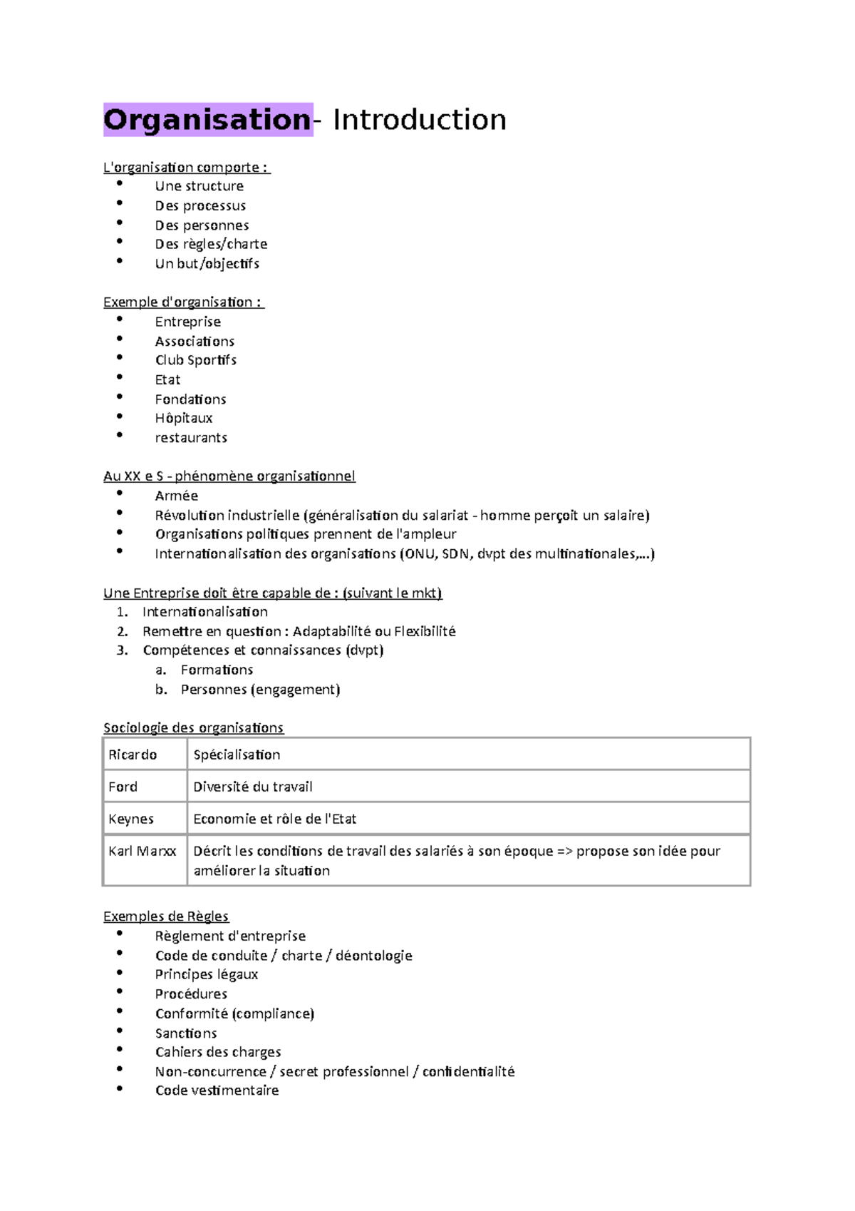 Organisation- Introduction - Introduction comporte : Une structure Des ...