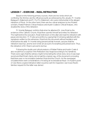 Rizal did not retracted - A retraction is the act of retracting a ...