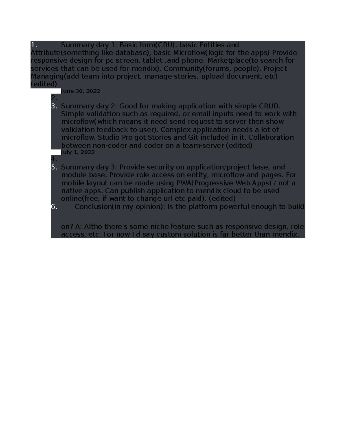 Summary day 1 - Summary day 1: Basic form(CRU), basic Entities and ...