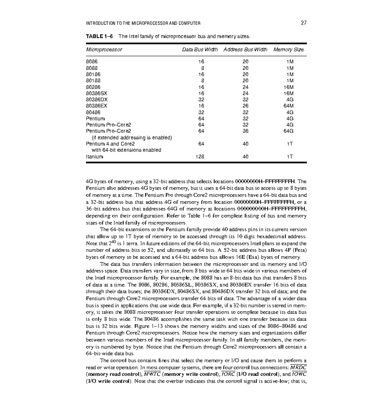 The Intel Microprocessors 8th ed - Barry B. Brey-4 - TABLE 1–6 The ...