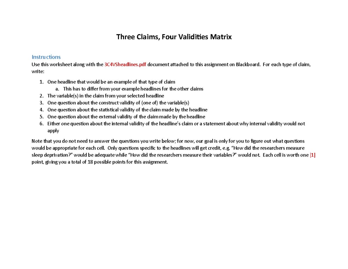 Three+Claims+Four+Validities+Matrix+worksheet - Three Claims, Four ...