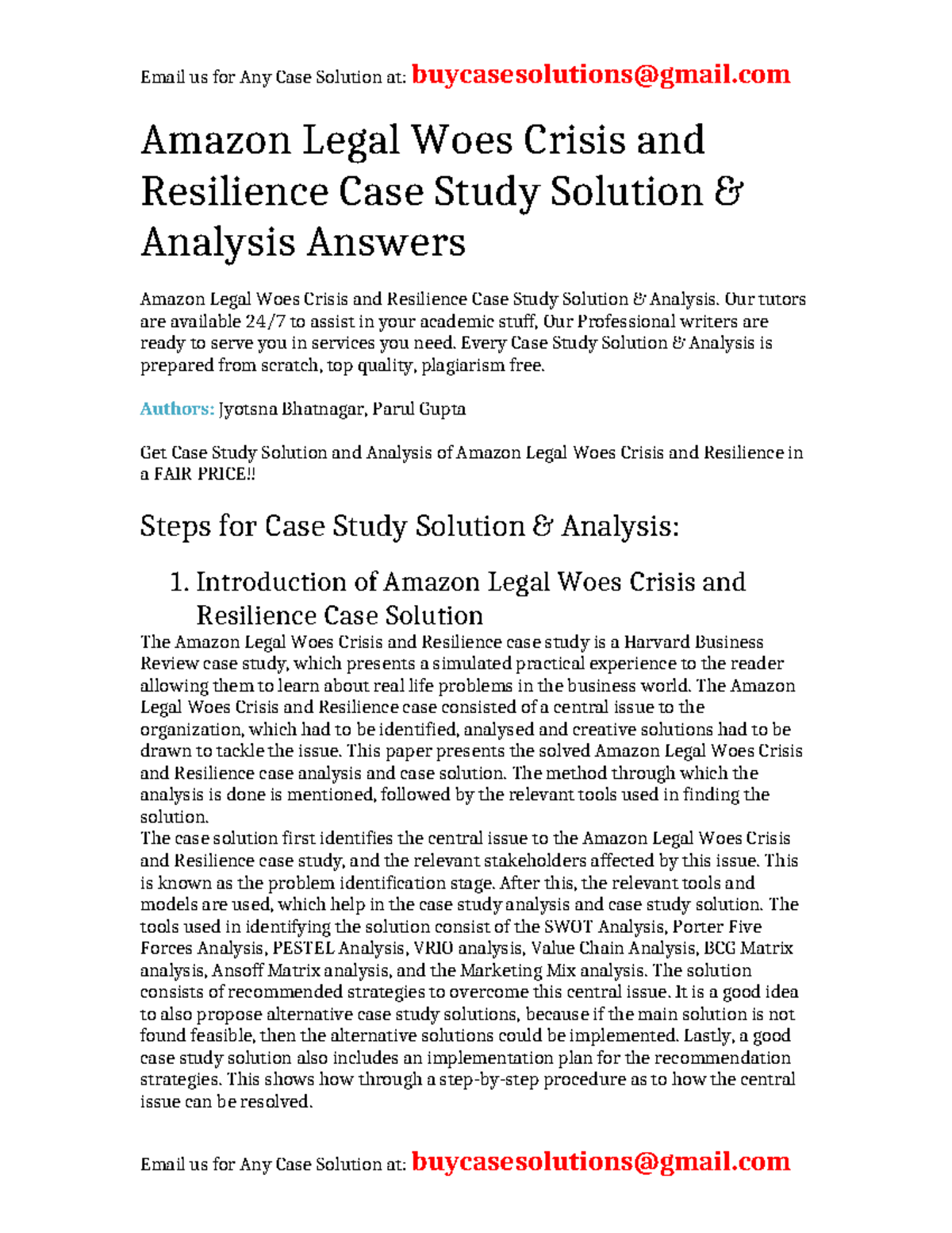 Case Solution Amazon Legal Woes Crisis and Resilience - Amazon Legal ...