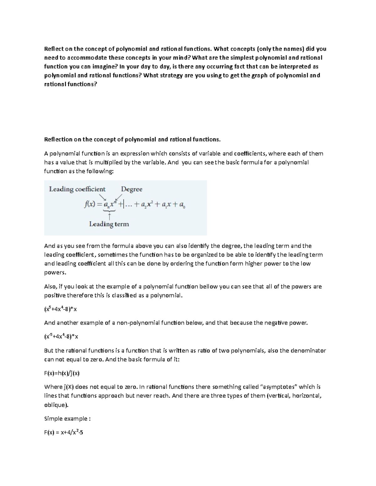 Learning Journal Unit 3 - Reflect on the concept of polynomial and ...