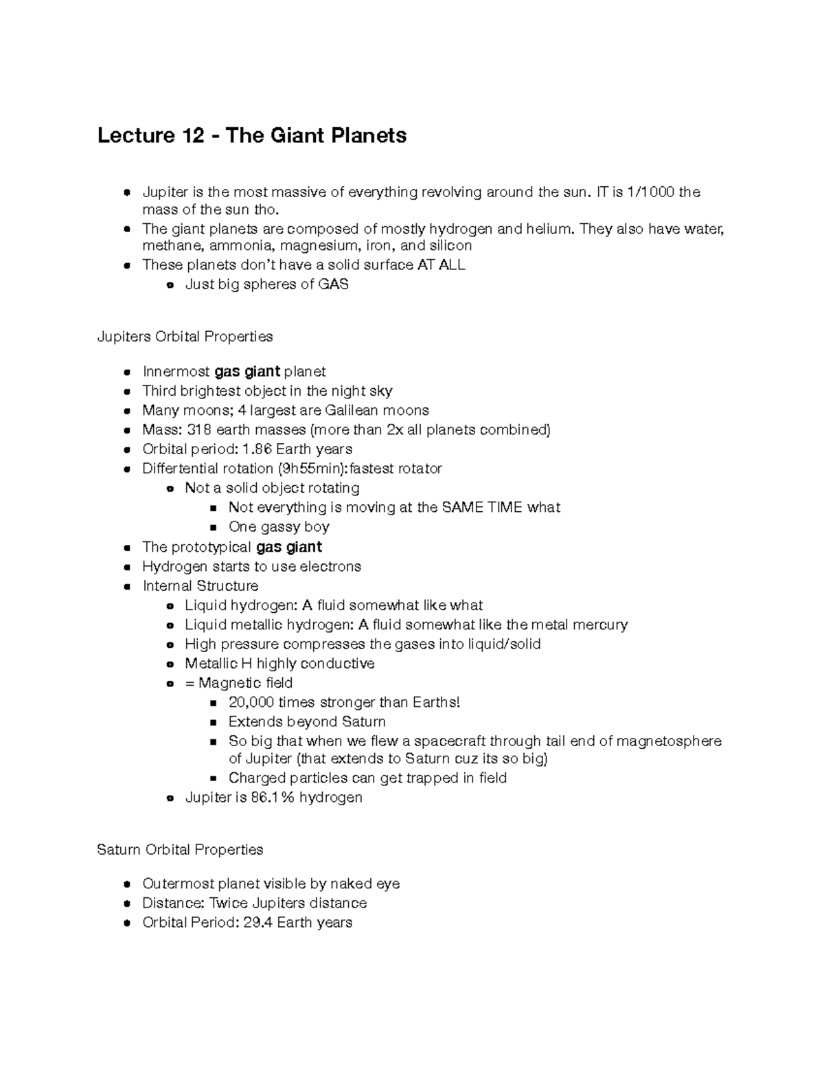 Lecture 12 - The Giant Planets - Lecture 12 - The Giant Planets Jupiter ...