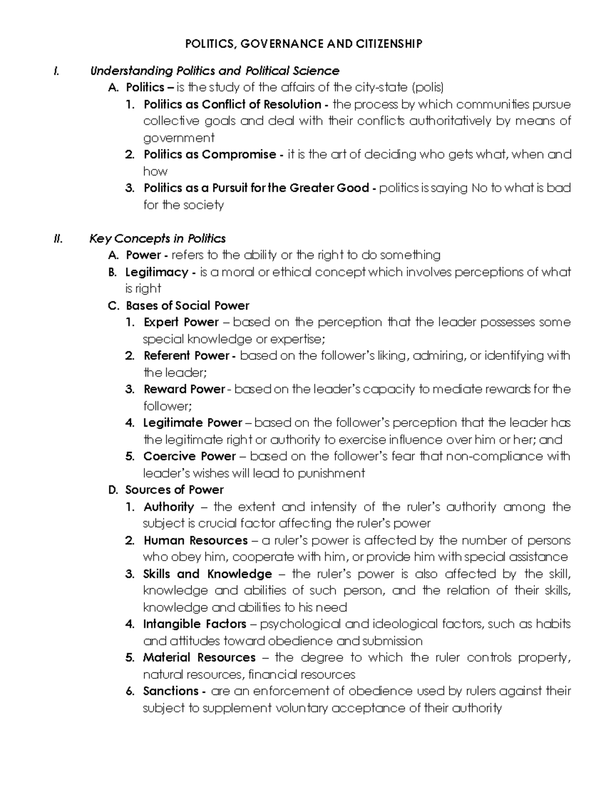 Politics, Governance and Citizenship - POLITICS, GOVERNANCE AND ...