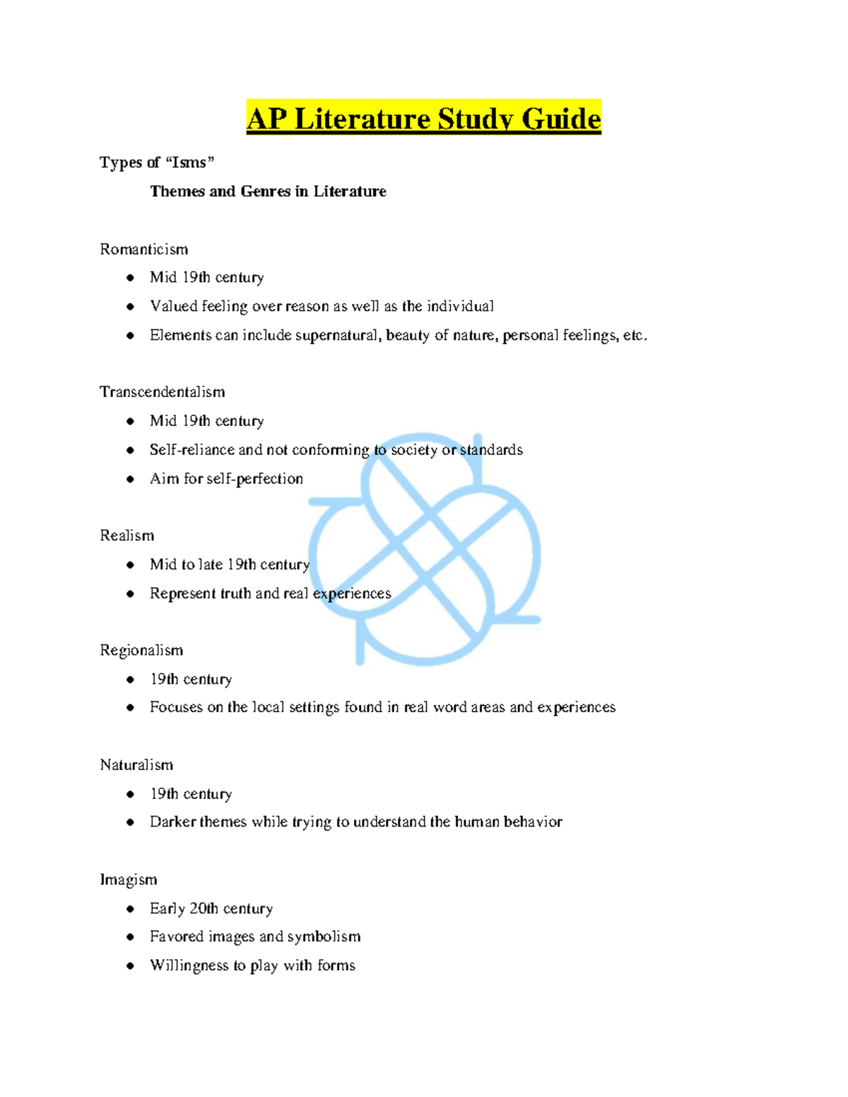 Ap lit - It is an overview for ap. - AP Literature Study Guide Types of ...