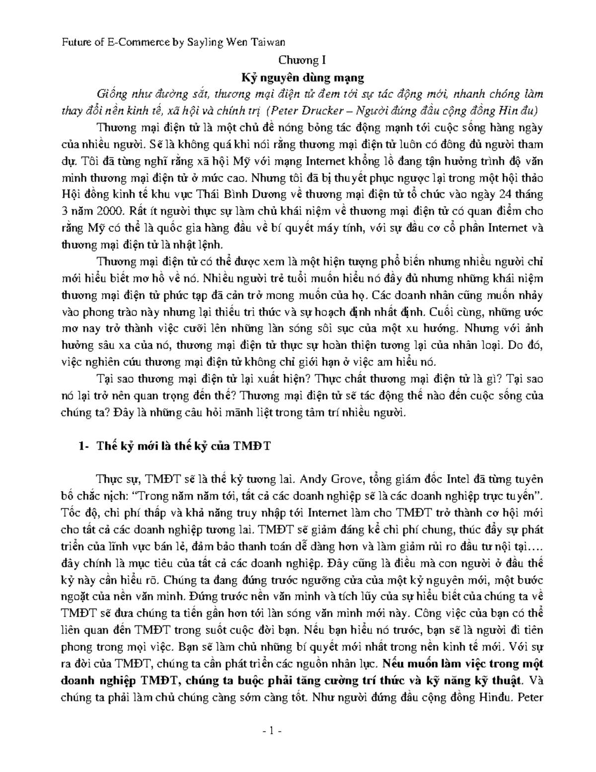 Future of EC - Tương lai của EC - Ch ng I K nguyên dùng m ng Gi ng nh ng s t, th ơ - Studocu