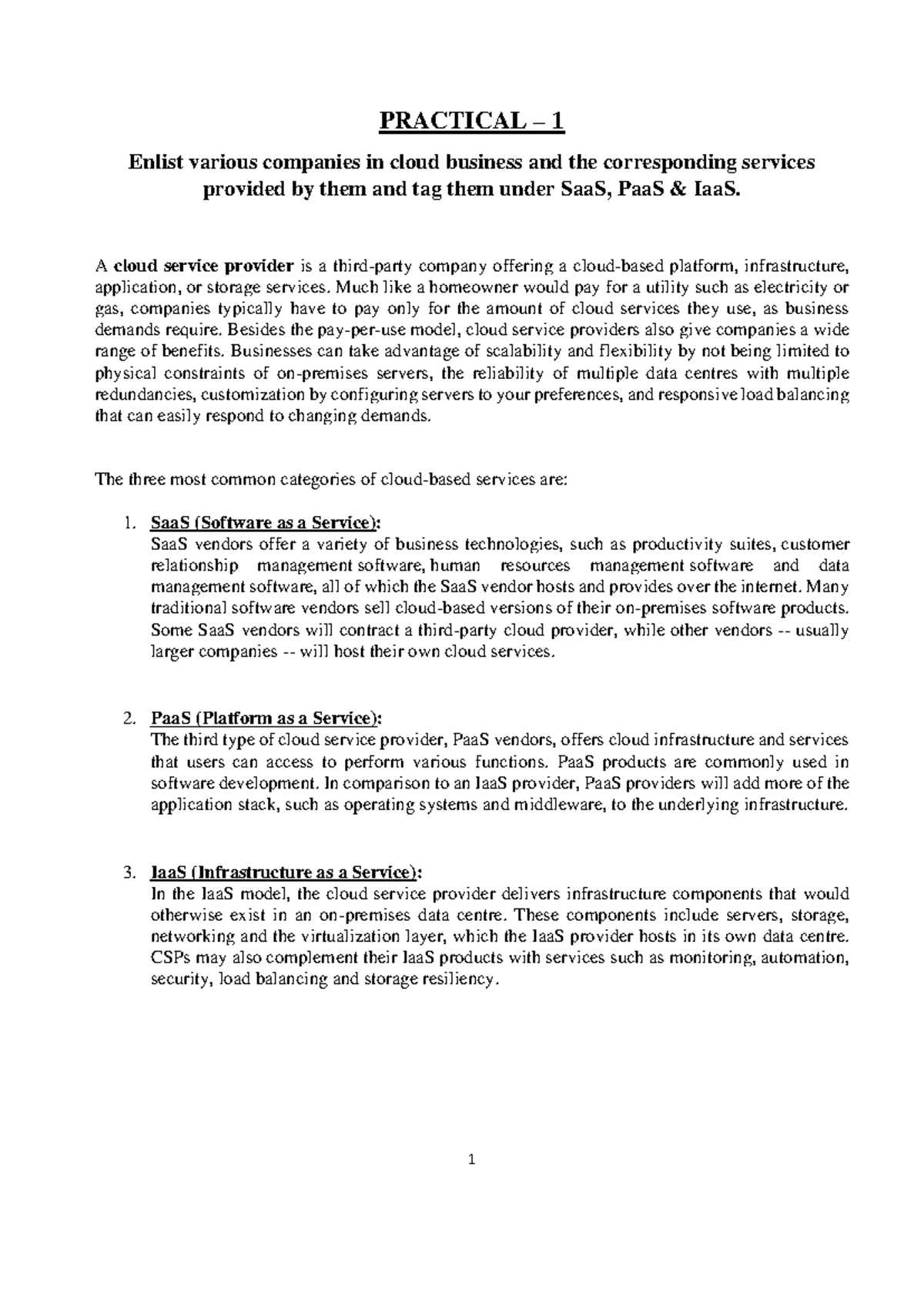 Cloud Computing - PRACTICAL – 1 Enlist various companies in cloud ...