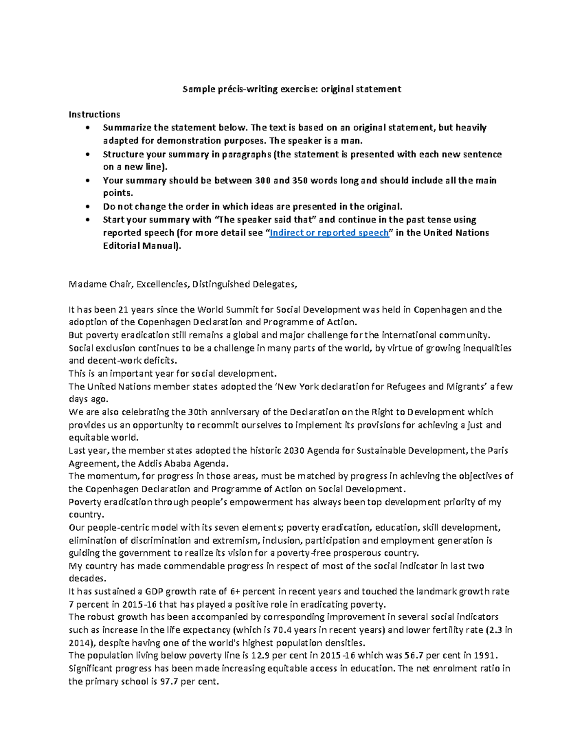 Original statement Précis translation - Sample précis-writing exercise ...