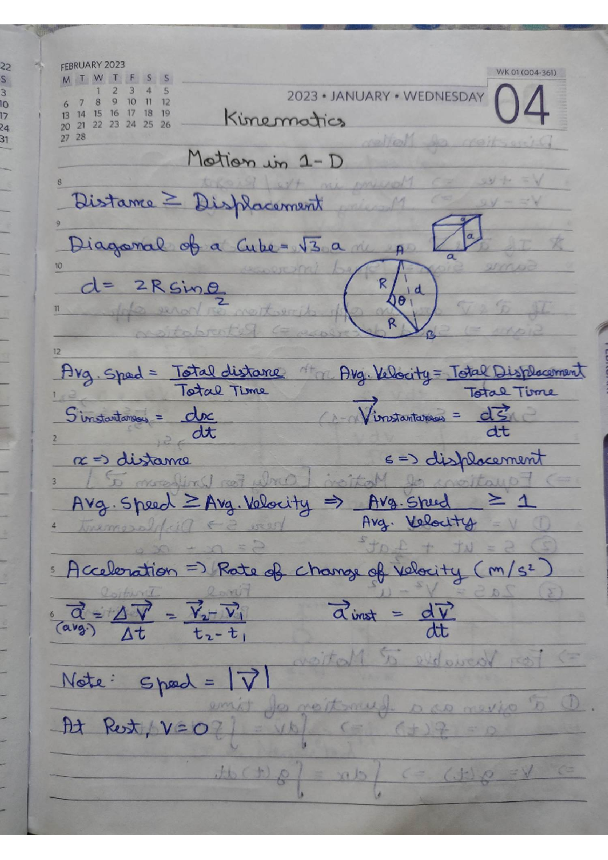 Motion in 1-D Short Notes - Creativity, Activity, Science - Studocu