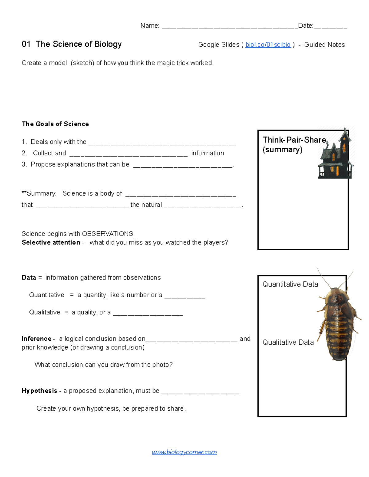 01 The Science of Biology Notes - Name ...